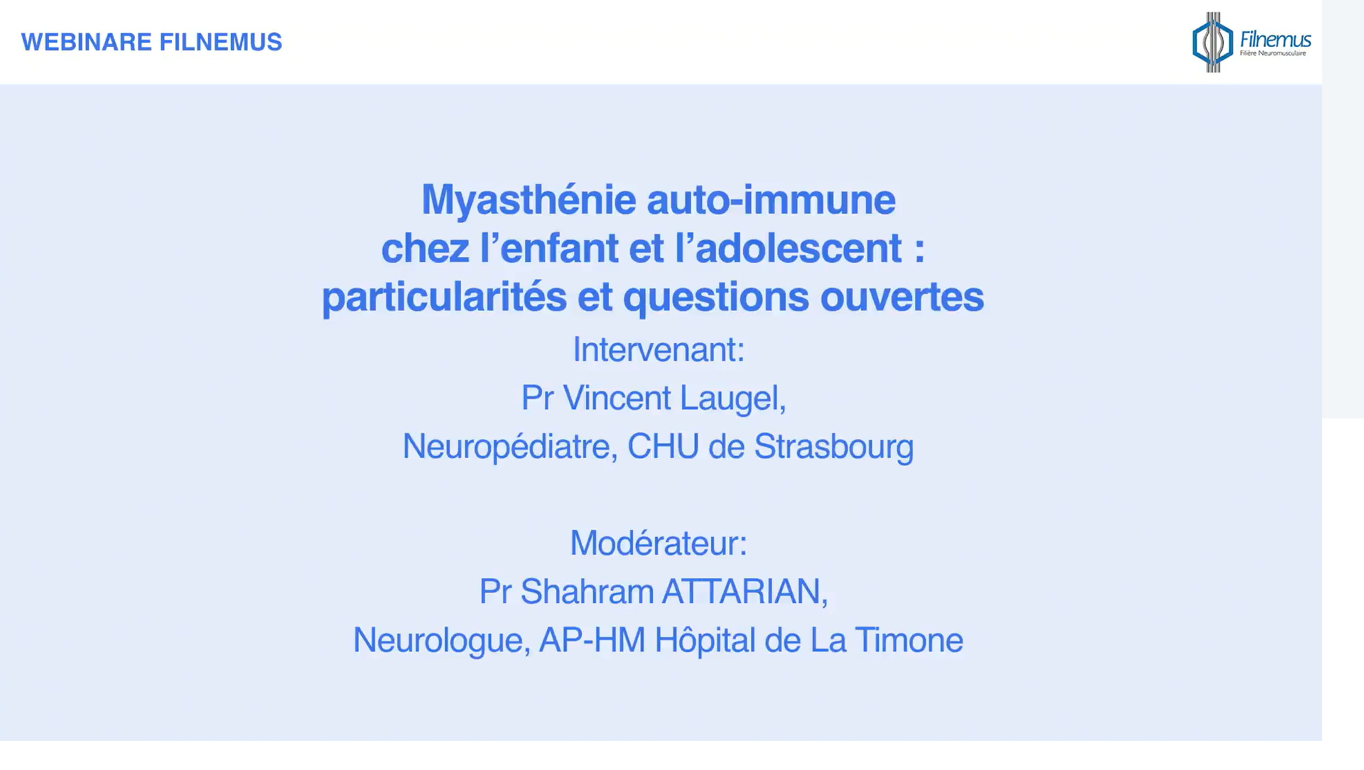 La myasthénie auto-immune chez l'enfant et l'adolescent : un webinaire ...